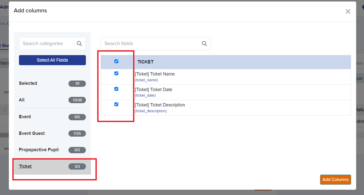 How to create a view and add columns to your Event Guests table